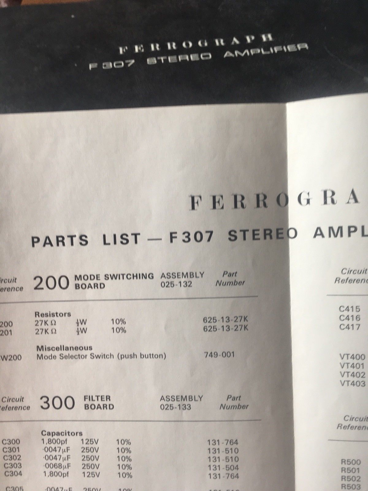 FERROGRAPH: F307 - technical documents - Audiophile News & Music Review