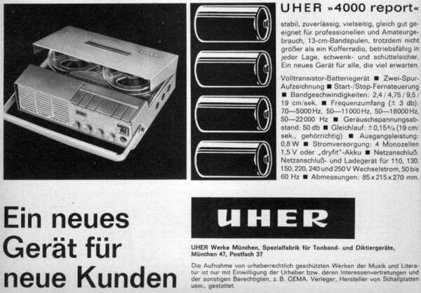 UHER: 4000 REPORT: What the makers said at the time - Audiophile News ...